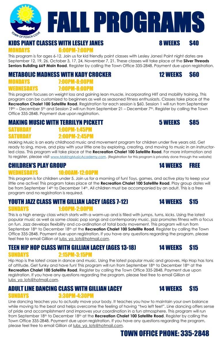 Fall Programs 2022 | Pouch Cove